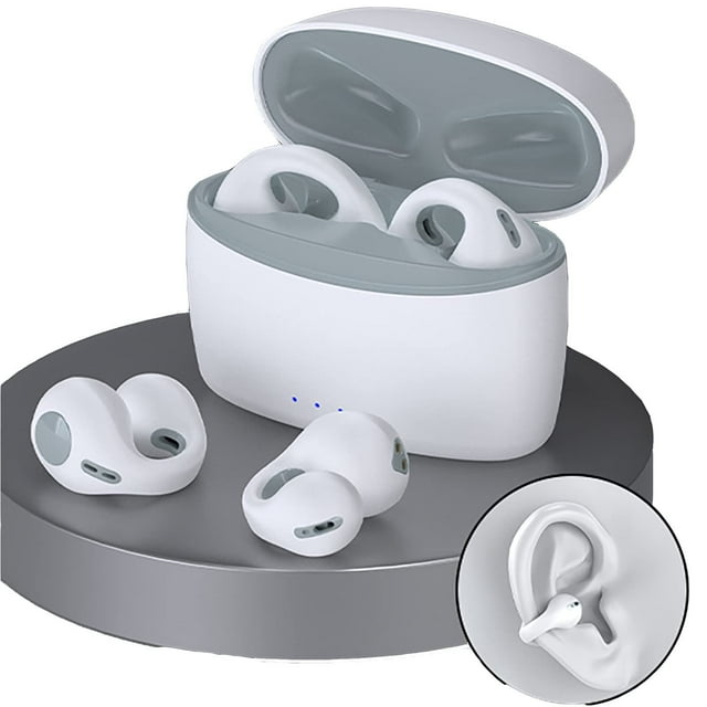 Bluetooth Bone Conduction Headphones, Clip-On Open Ear Earbuds ...