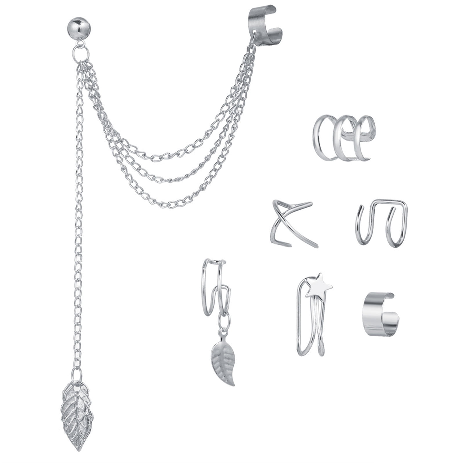 Ear Clip Set 7-piece Set Of Personality Double Cartilage U-shaped ...