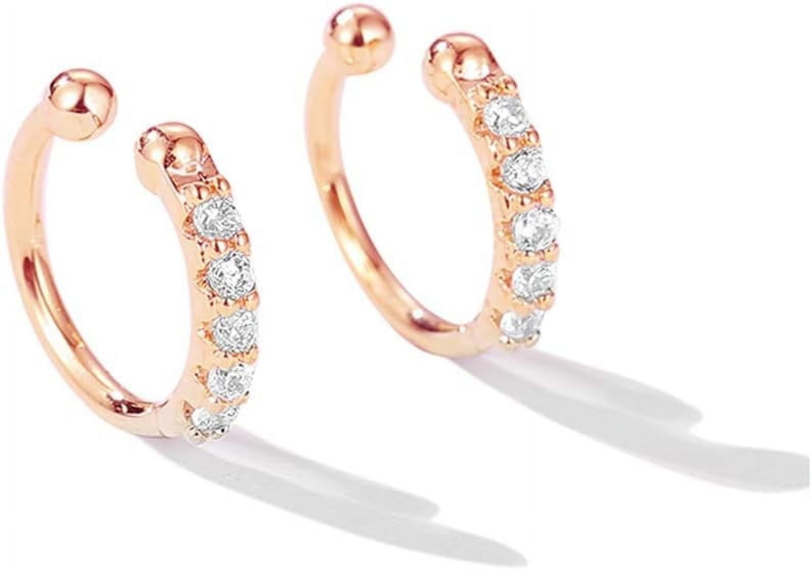 Ear Cuff Clip On Fake CZ Earrings Small Hoop Huggies Sterling Silver ...