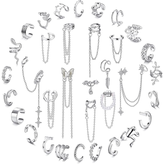 Ear Cuff Earrings Set for Women Adjustable Fake Earring Cuffs Non ...