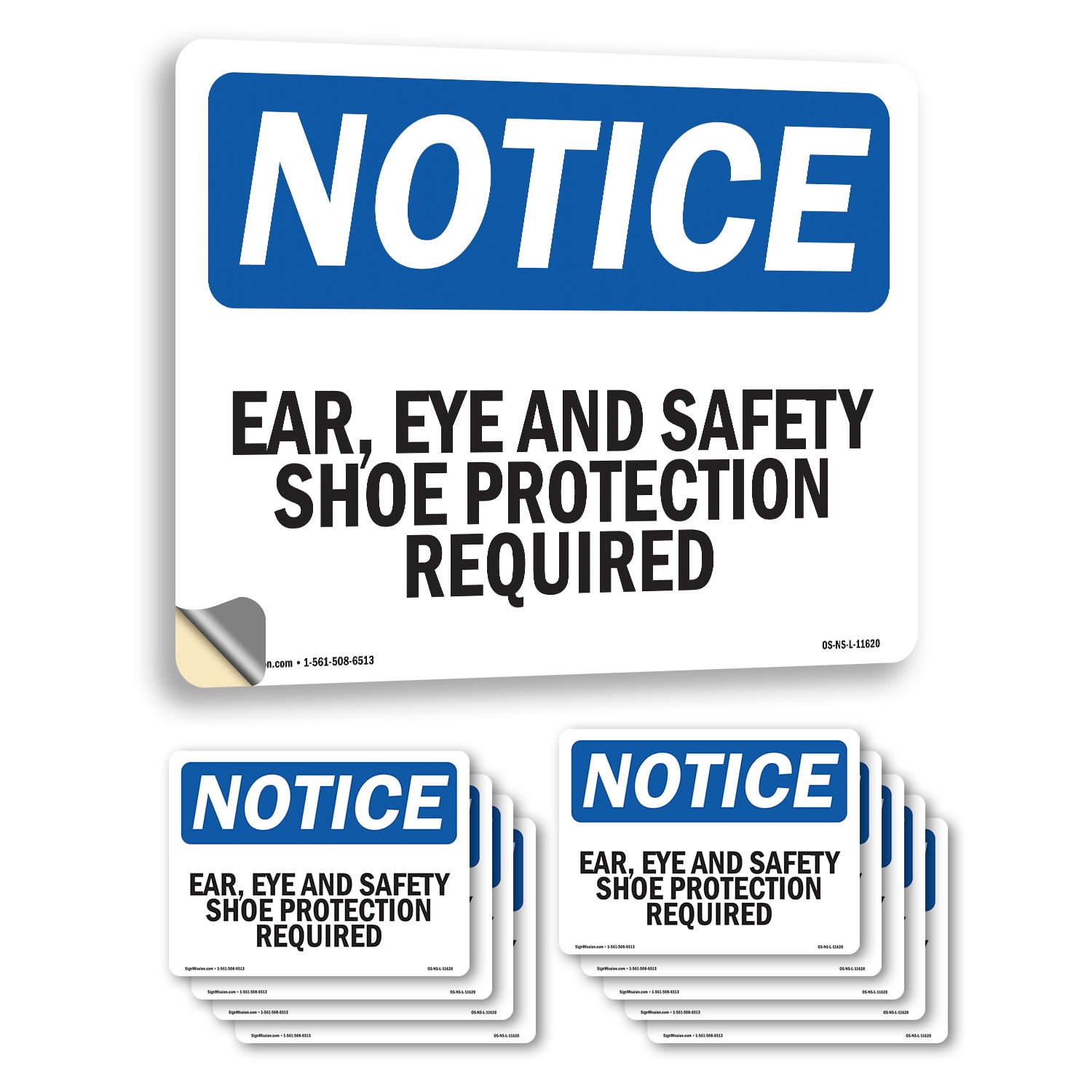 Ear Eye And Safety Shoe Protection Required OSHA Notice Vinyl Decal ...