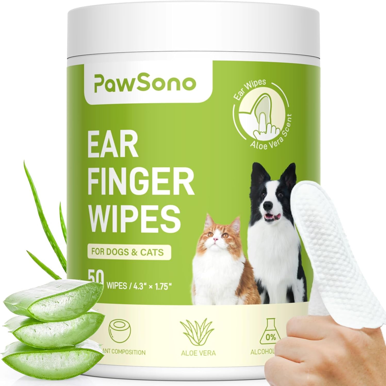 Ear Finger Wipes for Dogs & Cats, Thicker Dog Ear Cat Ear Cleaner Wipes ...