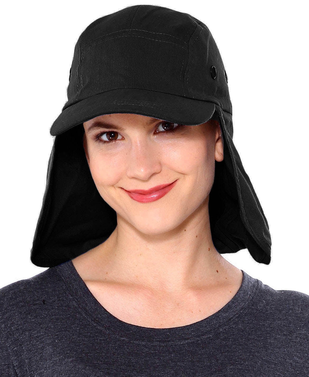 Ear Flap Caps Sun Protection Outdoor Neck Shade Hat Denim Black ...