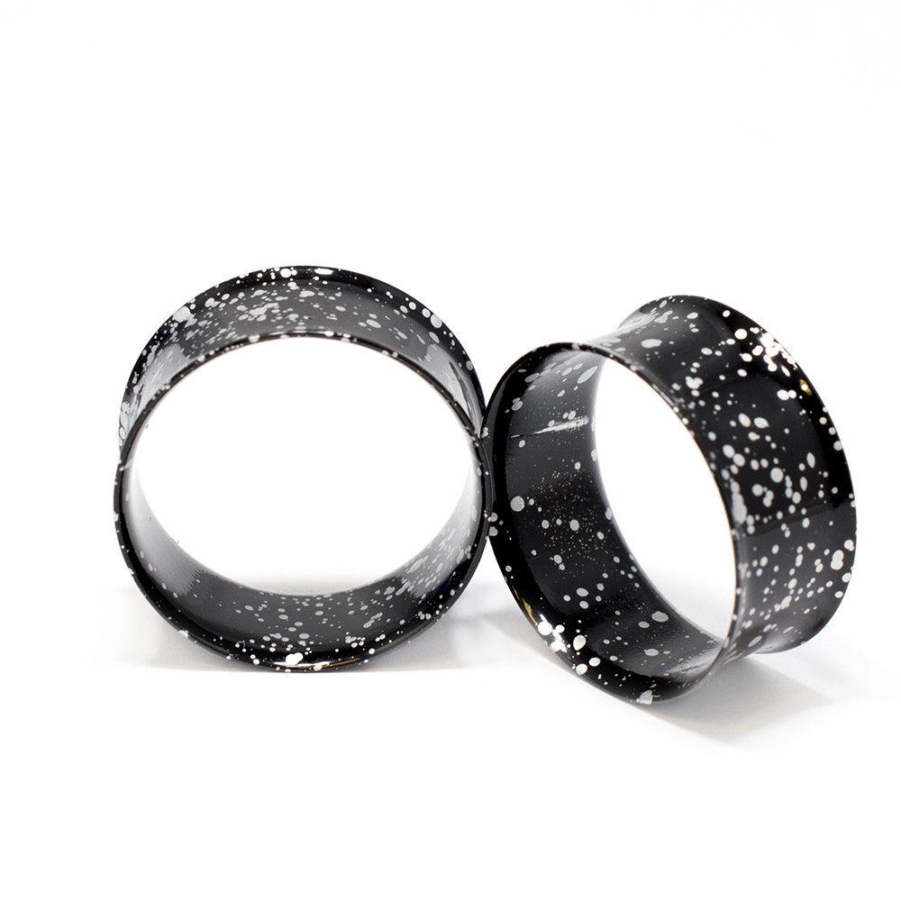 Ear Gauges Black Ear Flesh Tunnel Plugs IP Metallic Splatter Double ...
