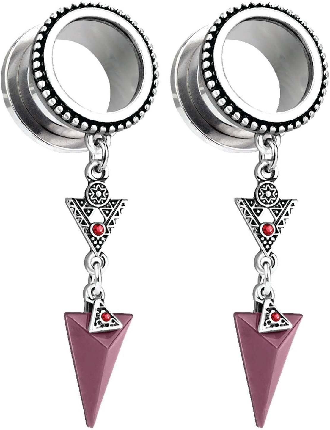 Ear Gauges Piercing Tunnels Triangle Dangle Ear Plugs Gauges Stainless ...