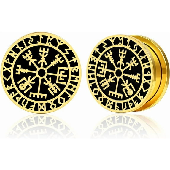 Ear Gauges Tunnels Norse Viking Rune Ear Tunnels Plugs 316 Stainless ...