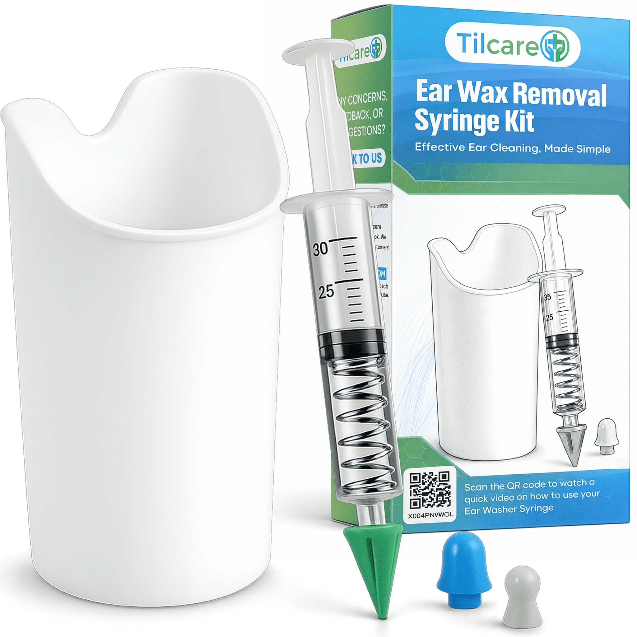 Ear Irrigation Syringe with Flushing Basin: Spring-Powered Self ...