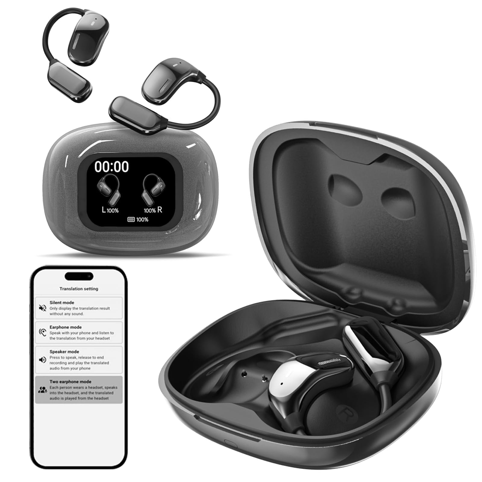 Over The Ear Language Translator Earbuds AI Headphones Live Language ...