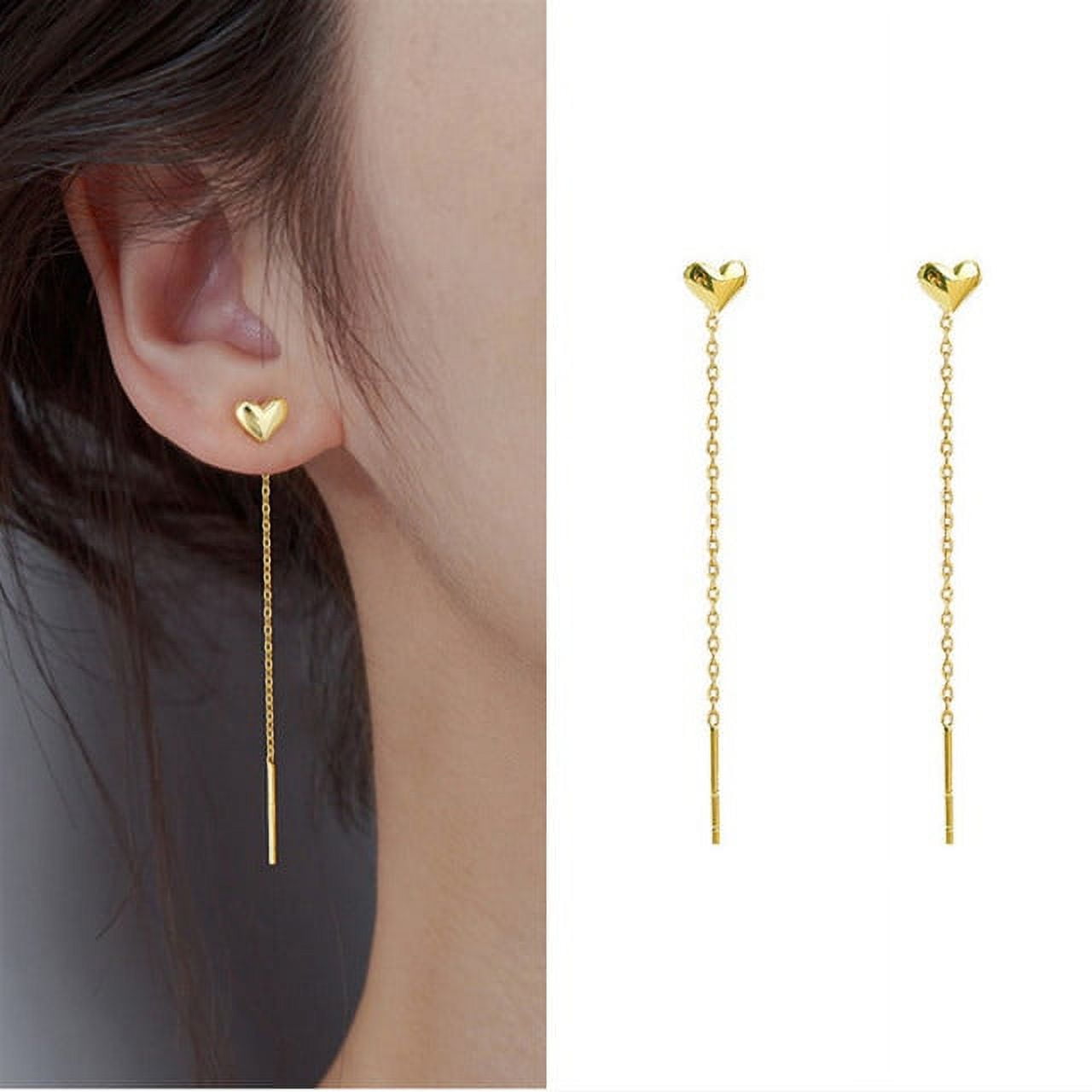 Ear Line Long Hanging Earrings For Women Rose Gold Color Zircon Crystal Piercing Threader Earing Ear Accessories Jewelry