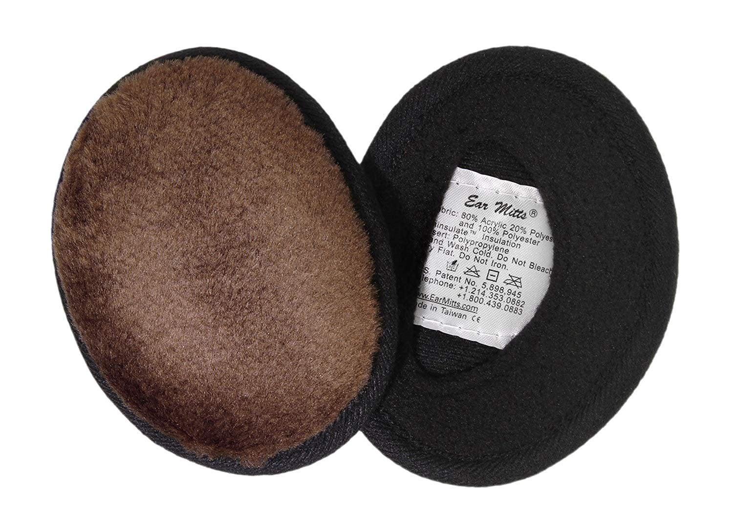 Ear Mitts Bandless Ear Muffs, Brown Mink Faux Fur Ear Warmers, Regular ...