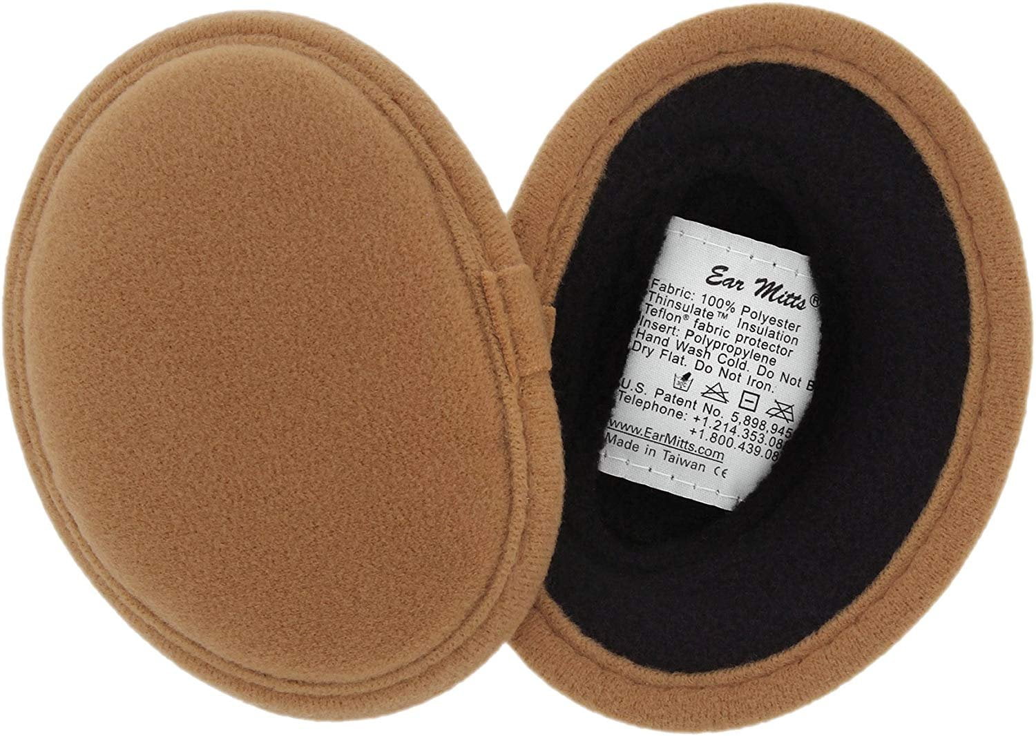 Ear Mitts Bandless Ear Muffs, Camel Tan Faux Suede Ear Warmers, Regular ...