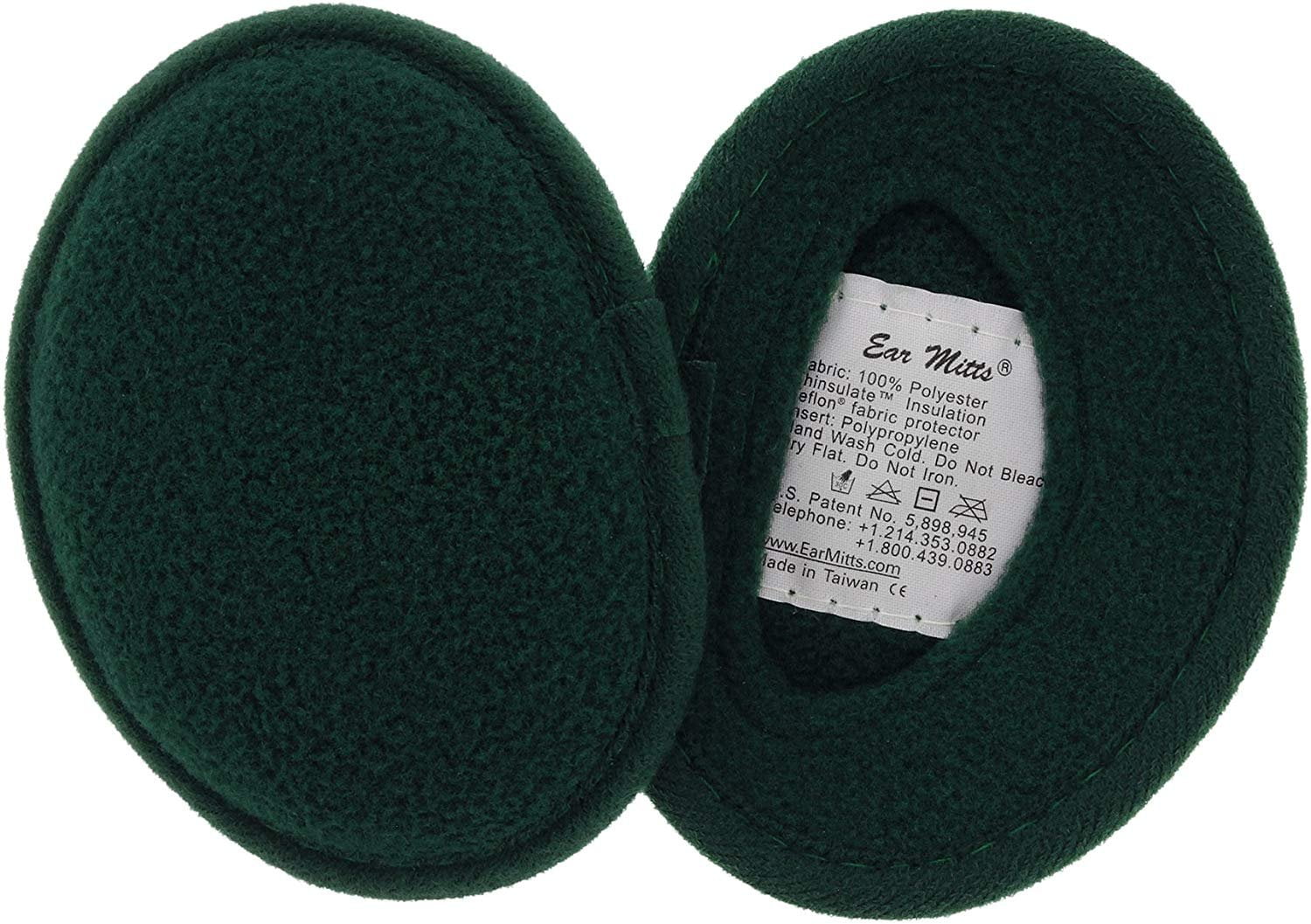 Ear Mitts Bandless Ear Muffs For Men, Hunter Green Fleece Ear Warmers ...
