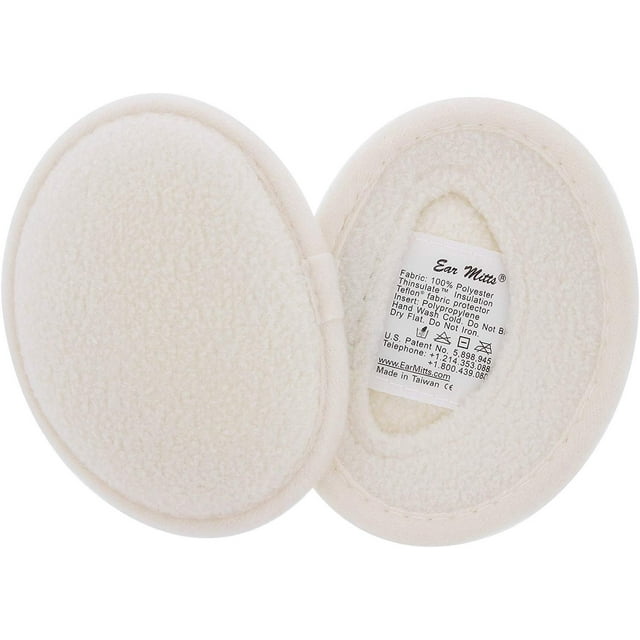 Ear Mitts Bandless Ear Muffs For Men & Women, White Fleece Ear Warmers ...