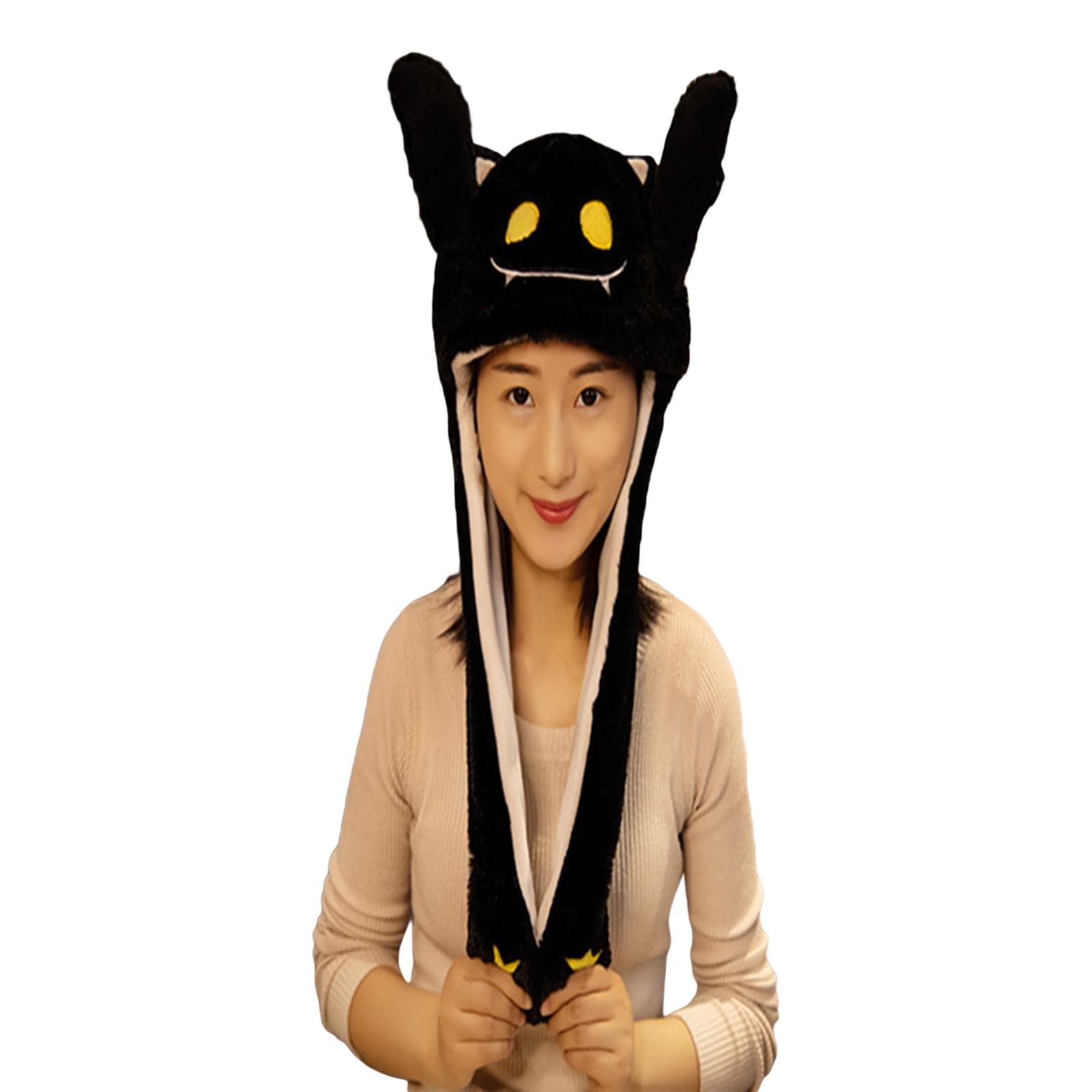 Ear Moving Jumping Hat Funny Plush Ghost Hat Unisex Earflaps Movable ...