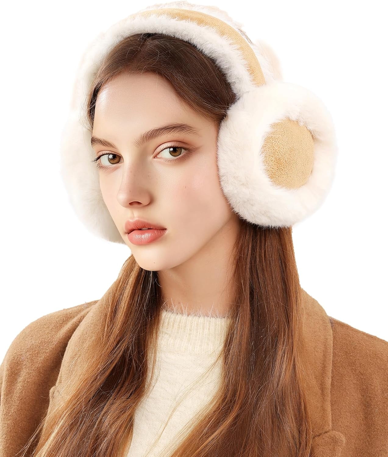 Ear Muffs for Winter Women Faux Fur Warm Earmuffs Foldable Cute Fuzzy ...