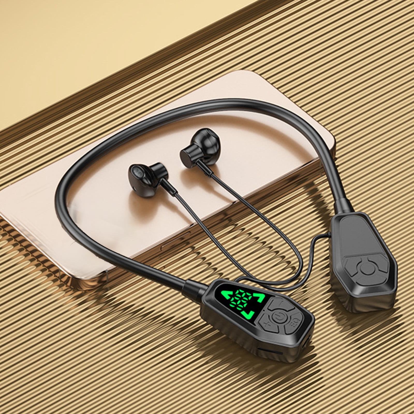 In Ear Neckband Bluetooth Earbuds Headphones With Digital Display Of ...