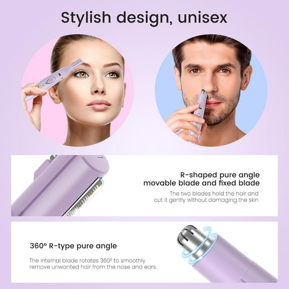 Ear and Nose Hair Trimmer for Women, 2025 Professional Painless 2 in 1 USB Rechargeable Eyebrow ...