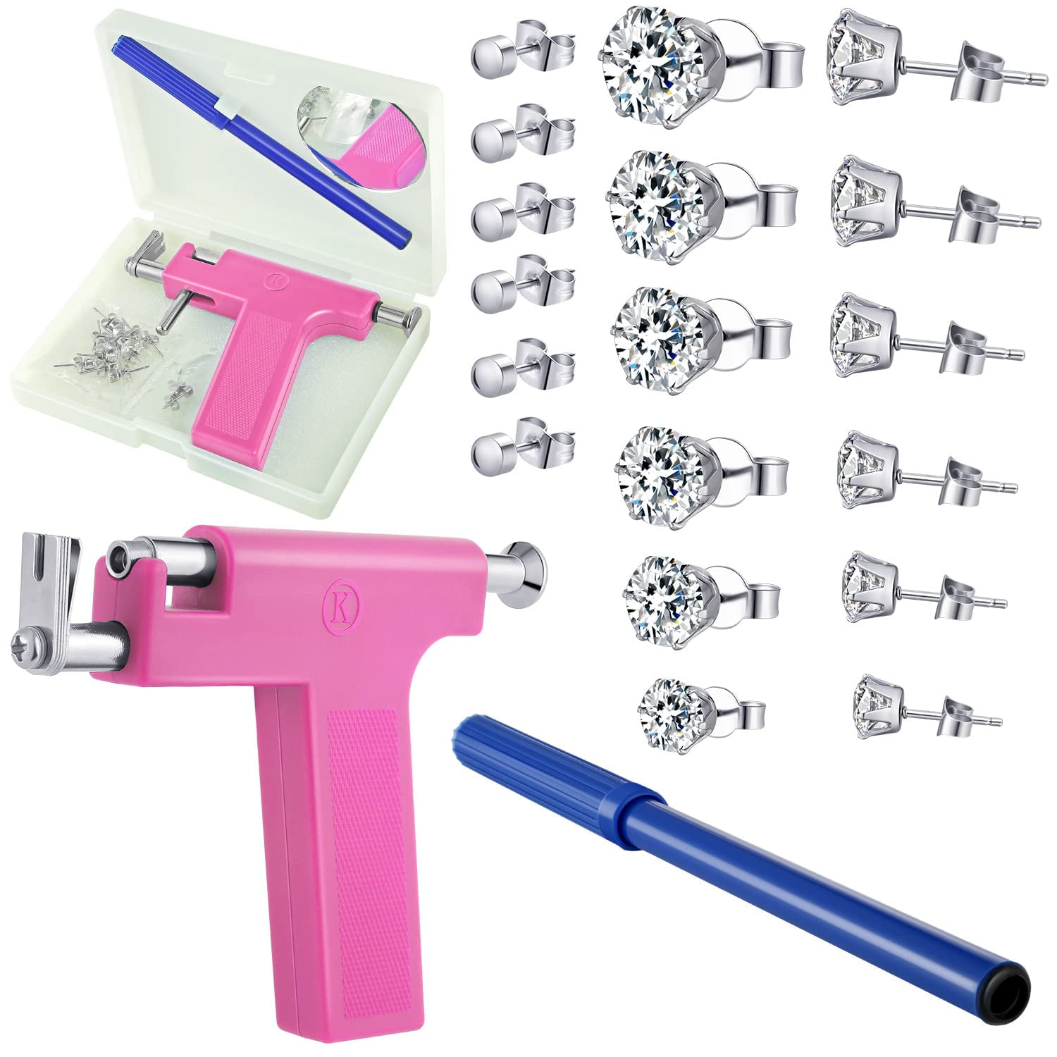 Ear Nose Piercing Kit Tool Stainless Steel Body Ear Navel Machine with ...