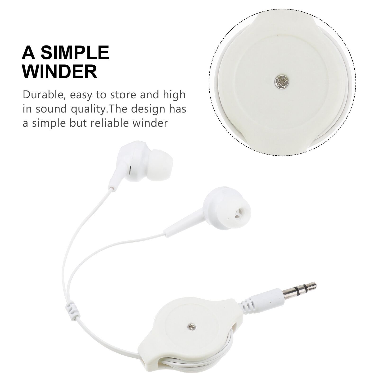 Ear Phones Wired Retractable Earphone Over-ear Headphones Storage ...