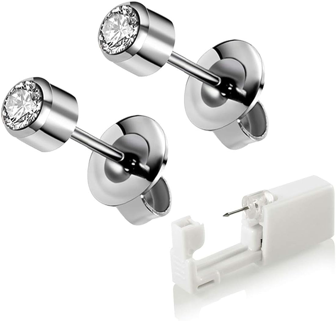 Ear Piercing Gun Kit with Zirconia Studs Disposable Ear Gun Piercing ...