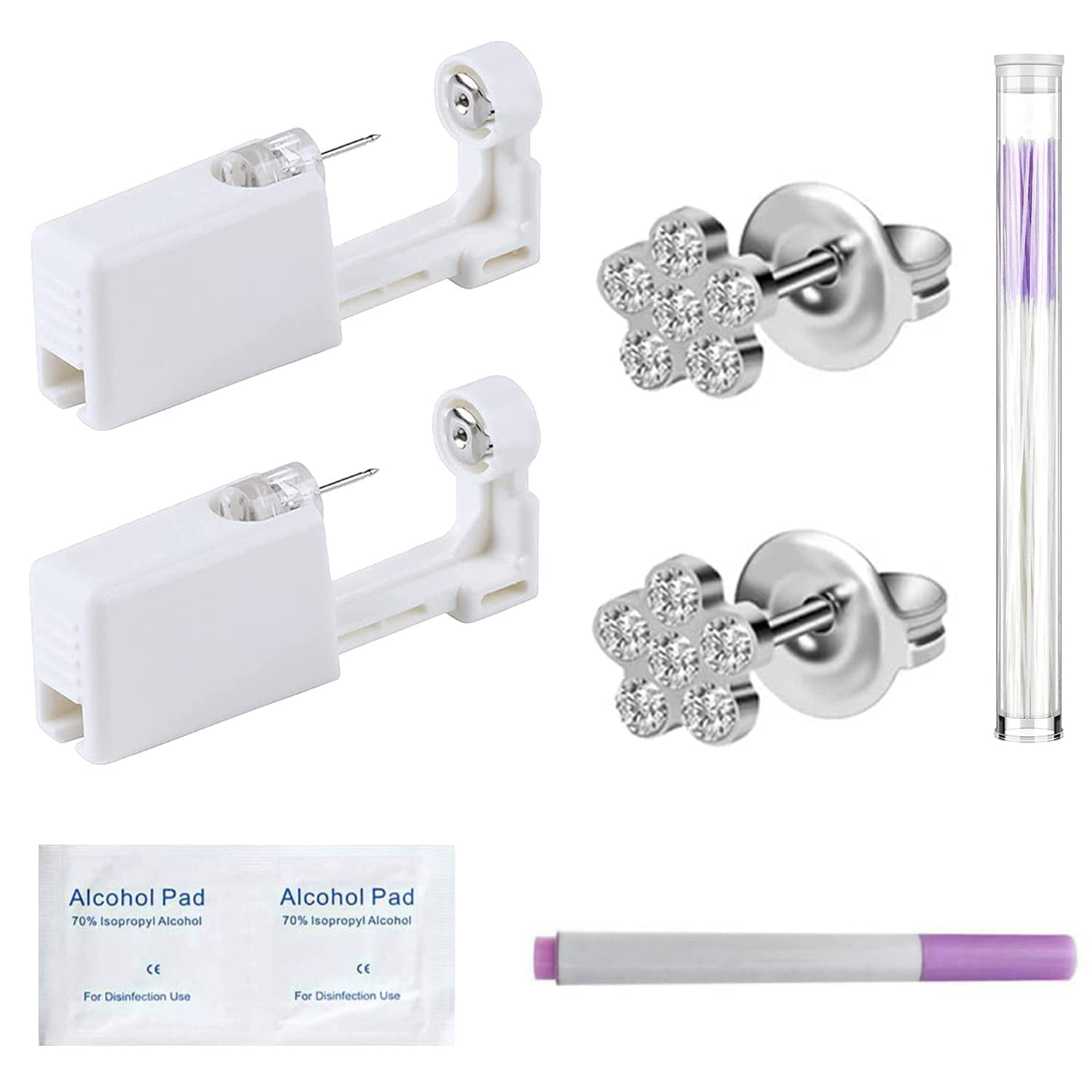 Ear Piercing Kit 2 Pack Disposable Ear Piercing Gun Self Safety Ear ...