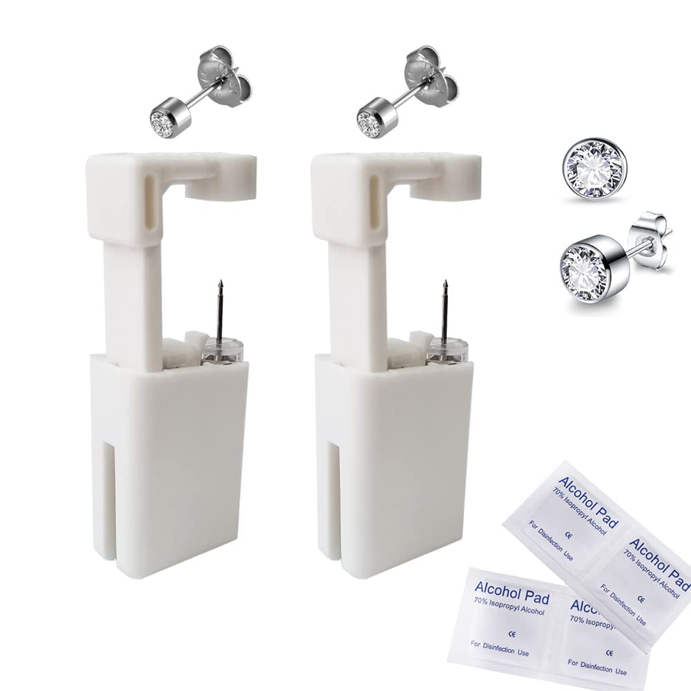 Ear Piercing Kit, 2 Pack Self Ear Piercing Gun Disposable Safety Ear ...