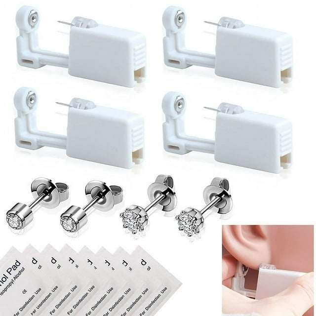 Ear Piercing Kit, 4 Pack Self Ear Piercing Gun, Disposable Self Body ...