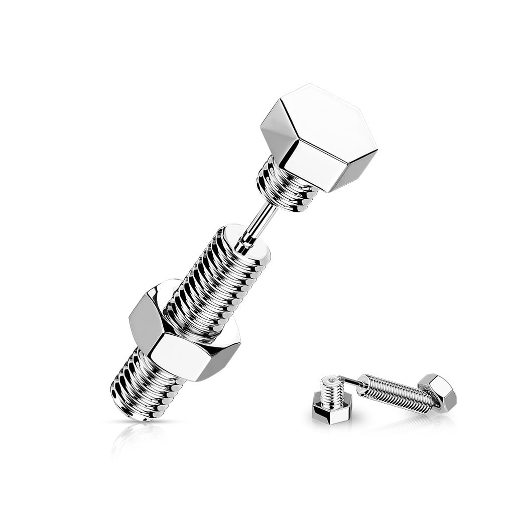 Ear Plug 16g cheater fake plug Nut and Bolt / Hexagon Screw pair ...