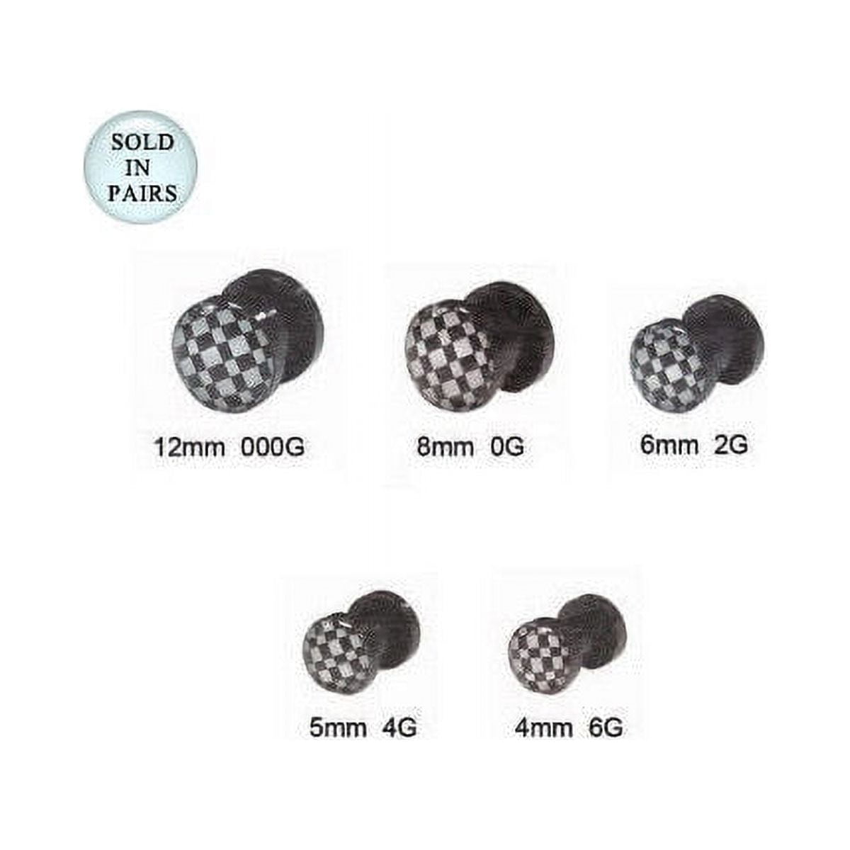 Ear Plugs Acrylic Screw Fit with Checker Logo Design - 6 Gauge to 1/2 ...