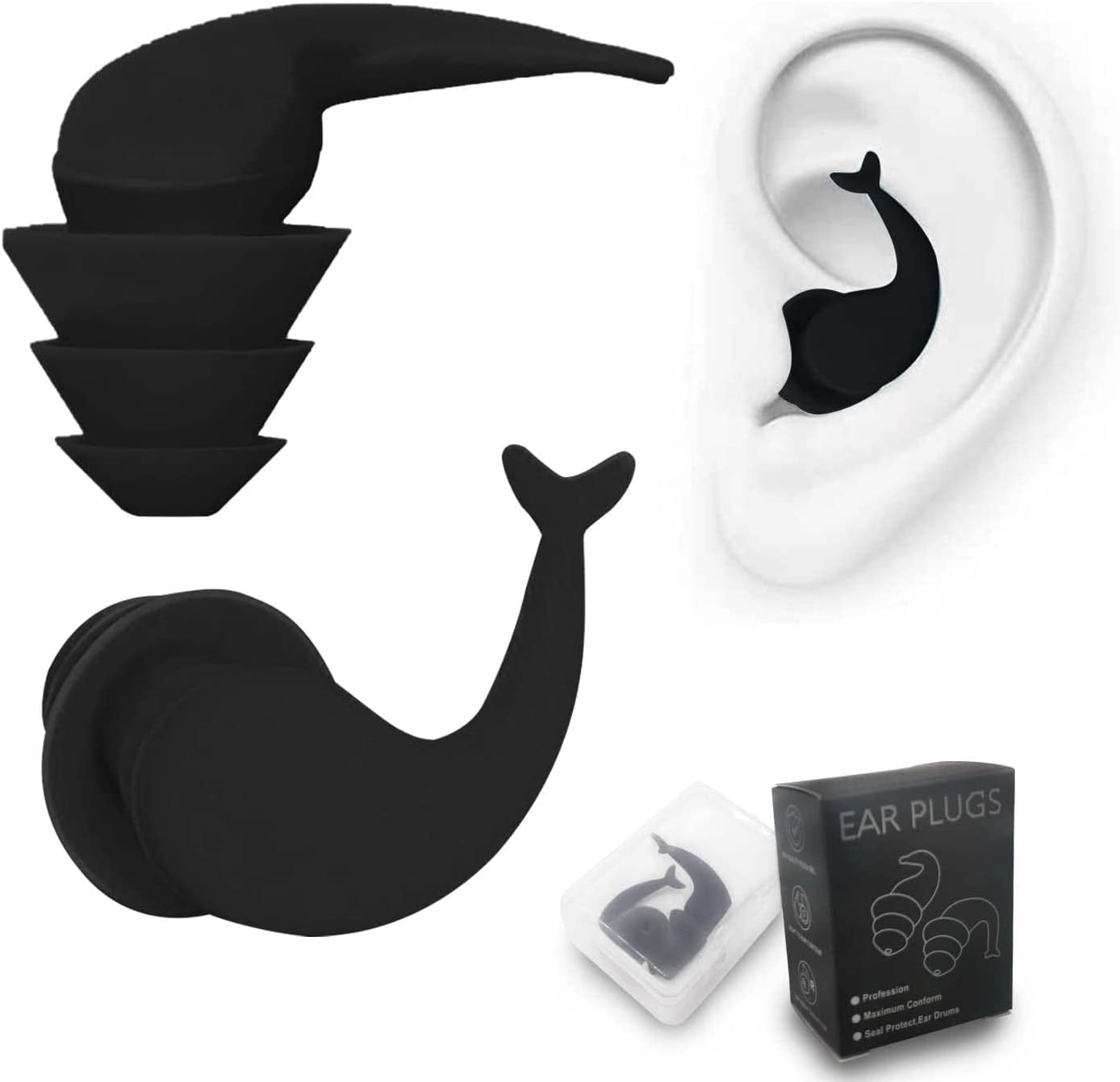 Ear Plugs for Noise Reduction, 1 Pairs Silicone Earplugs for Sleeping ...
