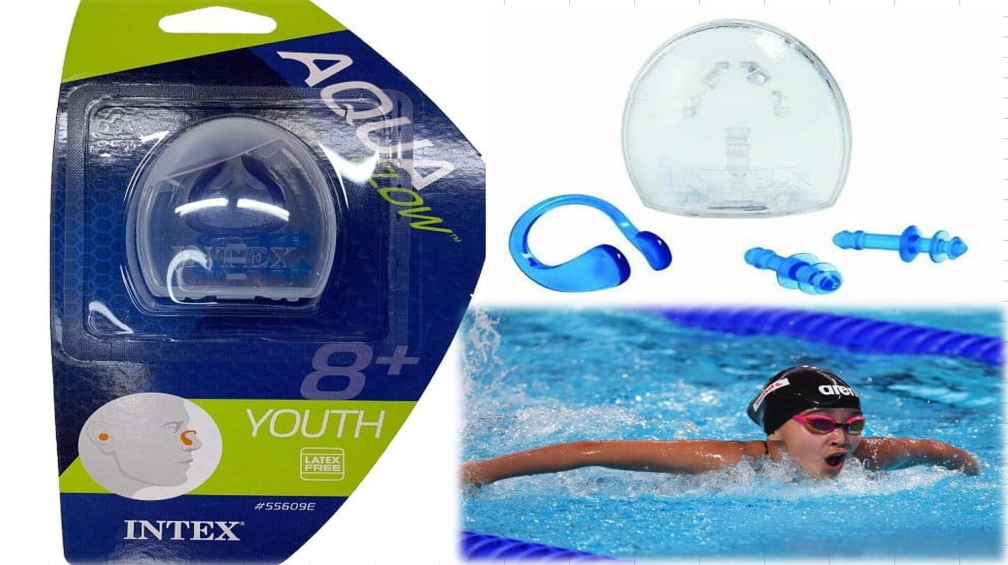 Ear Plugs & Nose Clip Combo Set with Case Storage, for Swimming, Latex ...