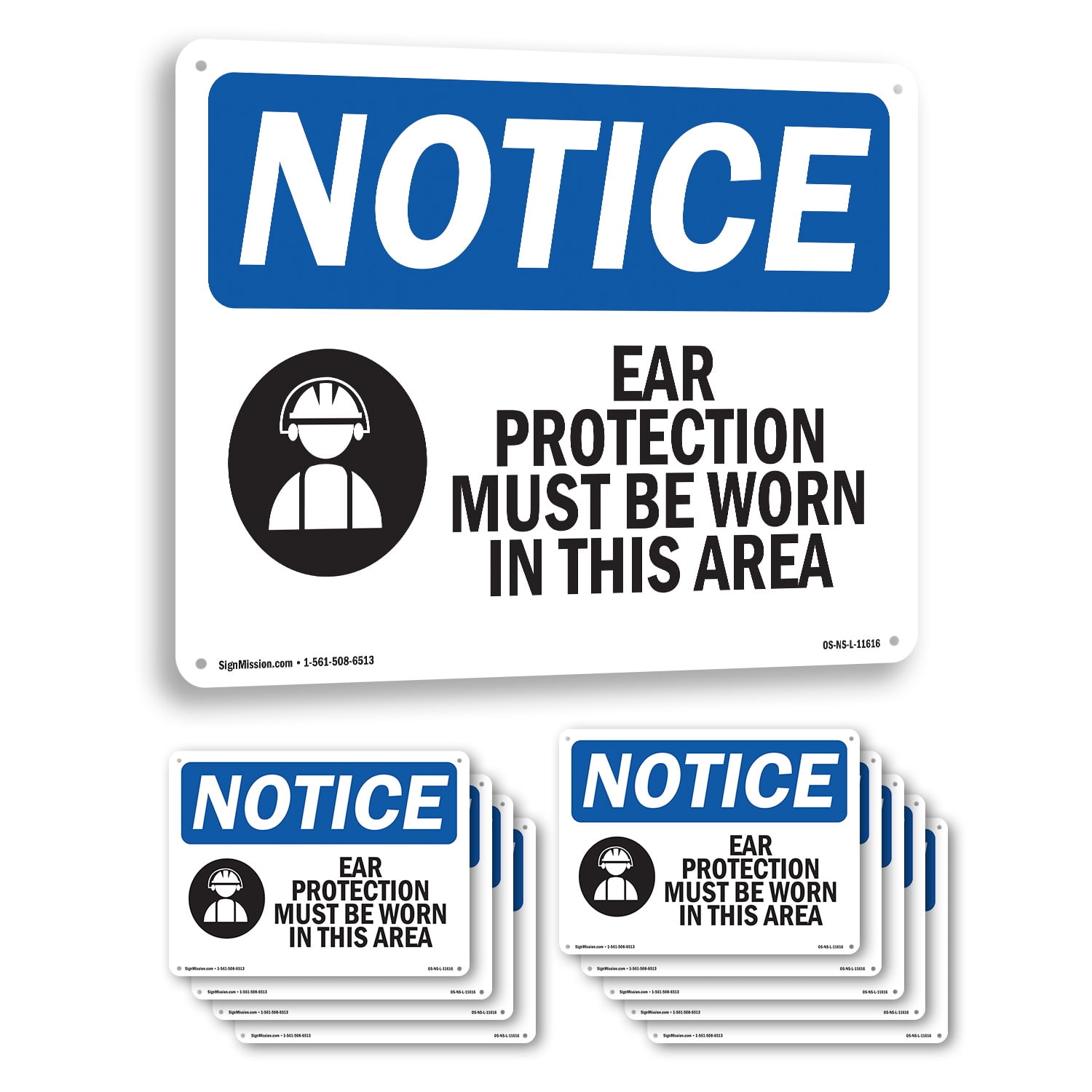 Ear Protection Must Be Worn OSHA Notice Aluminum Sign 24 Inch x 18 Inch ...