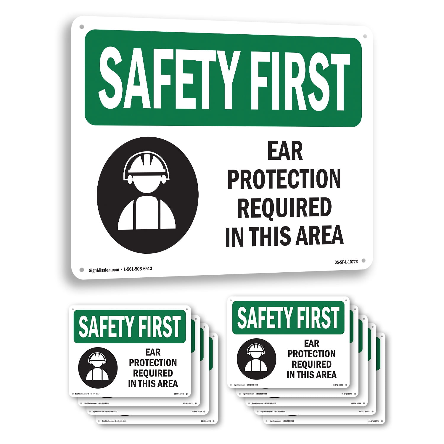 Ear Protection Required In This Area OSHA SAFETY FIRST Aluminum Sign 10 ...