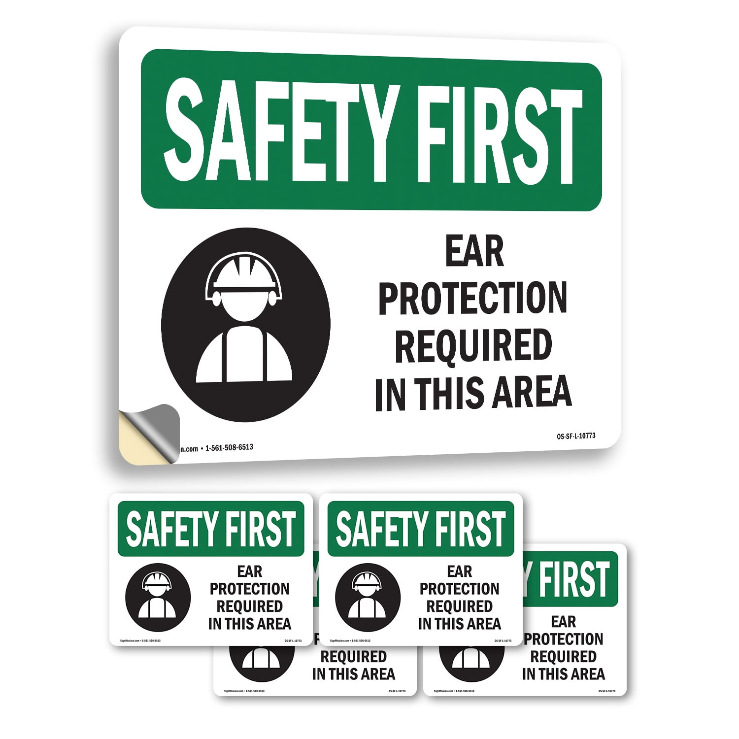 Ear Protection Required In This Area OSHA SAFETY FIRST Vinyl Decal ...