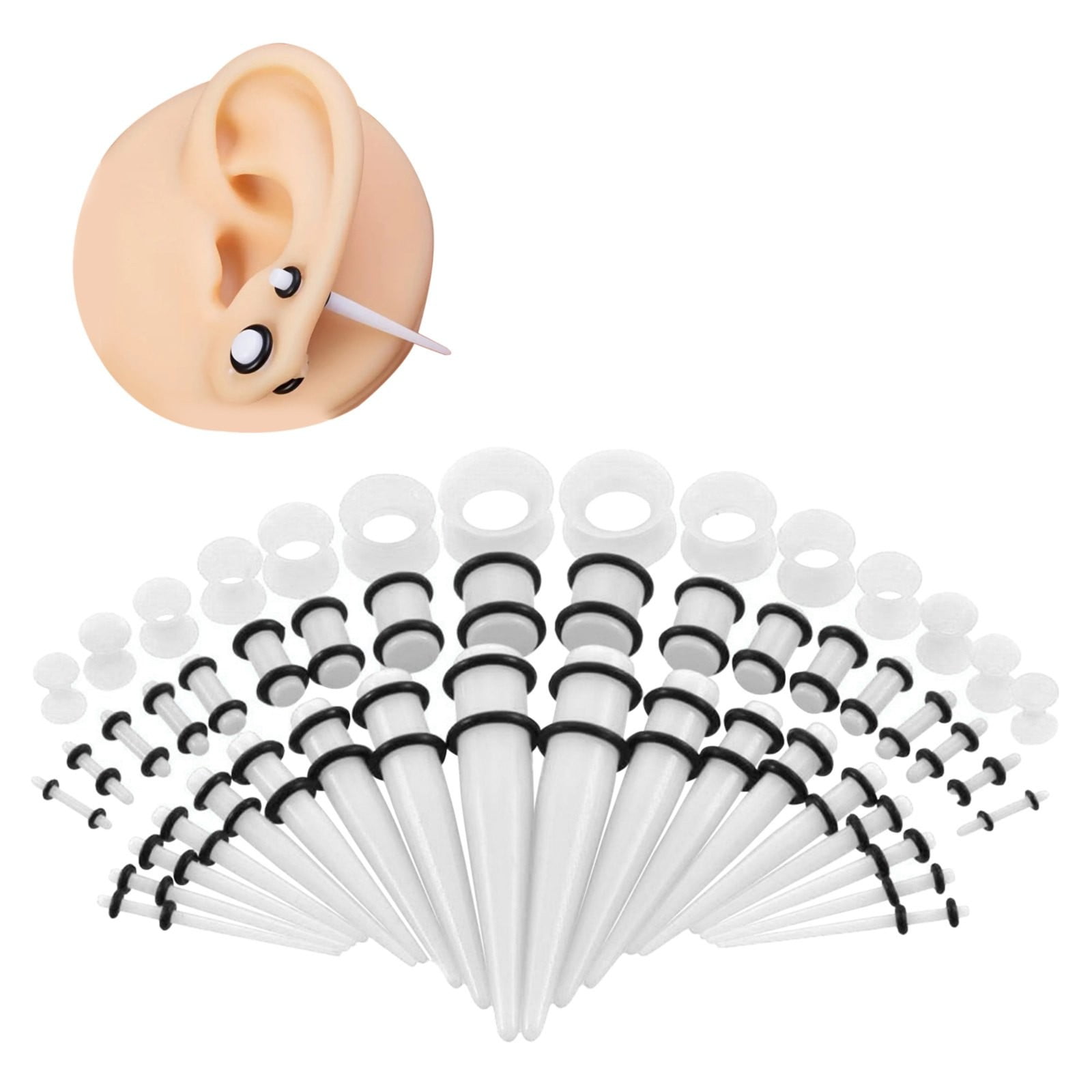 Ear Sheath-50 Pieces Ear Stretching Kit Acrylic Tapers and Plugs ...