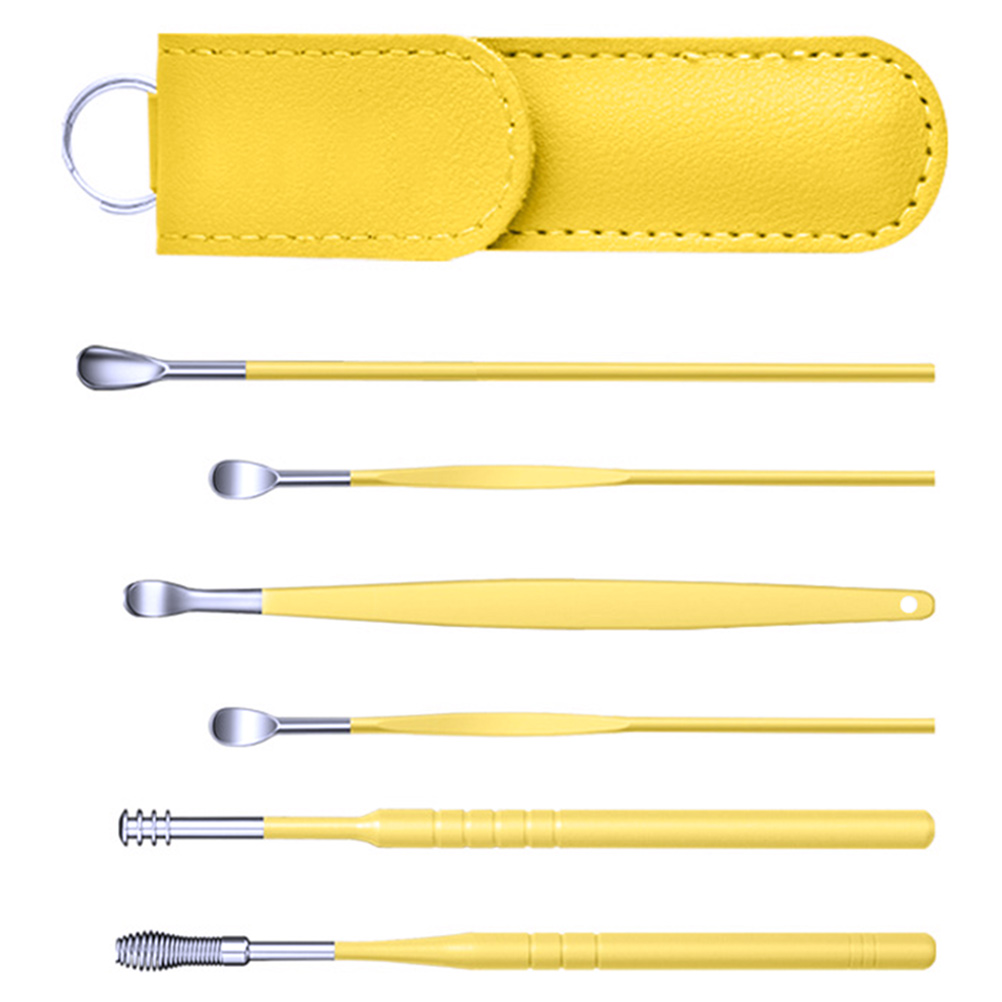 FELTECHELECTR Tool Yellow 6Pcs 3.3x0.3In Stainless Steel Portable Ear ...