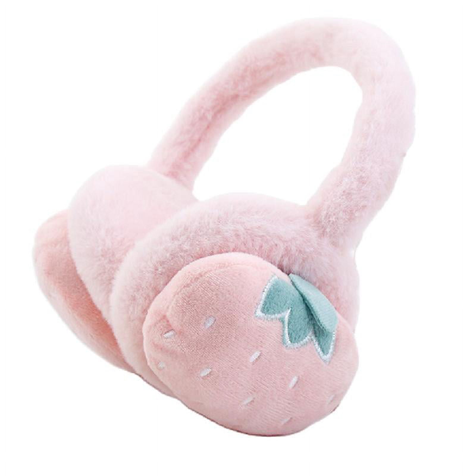 Ear Warmers For Kids Pink Strawberry Ear Muffs Girl Cute Plush Warm ...