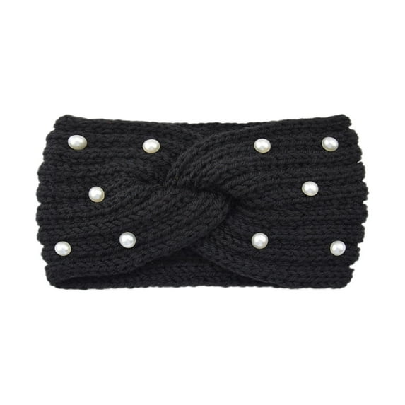 Ear Warmers Winter Headbands for Women with Pearls, Knit Winter ...