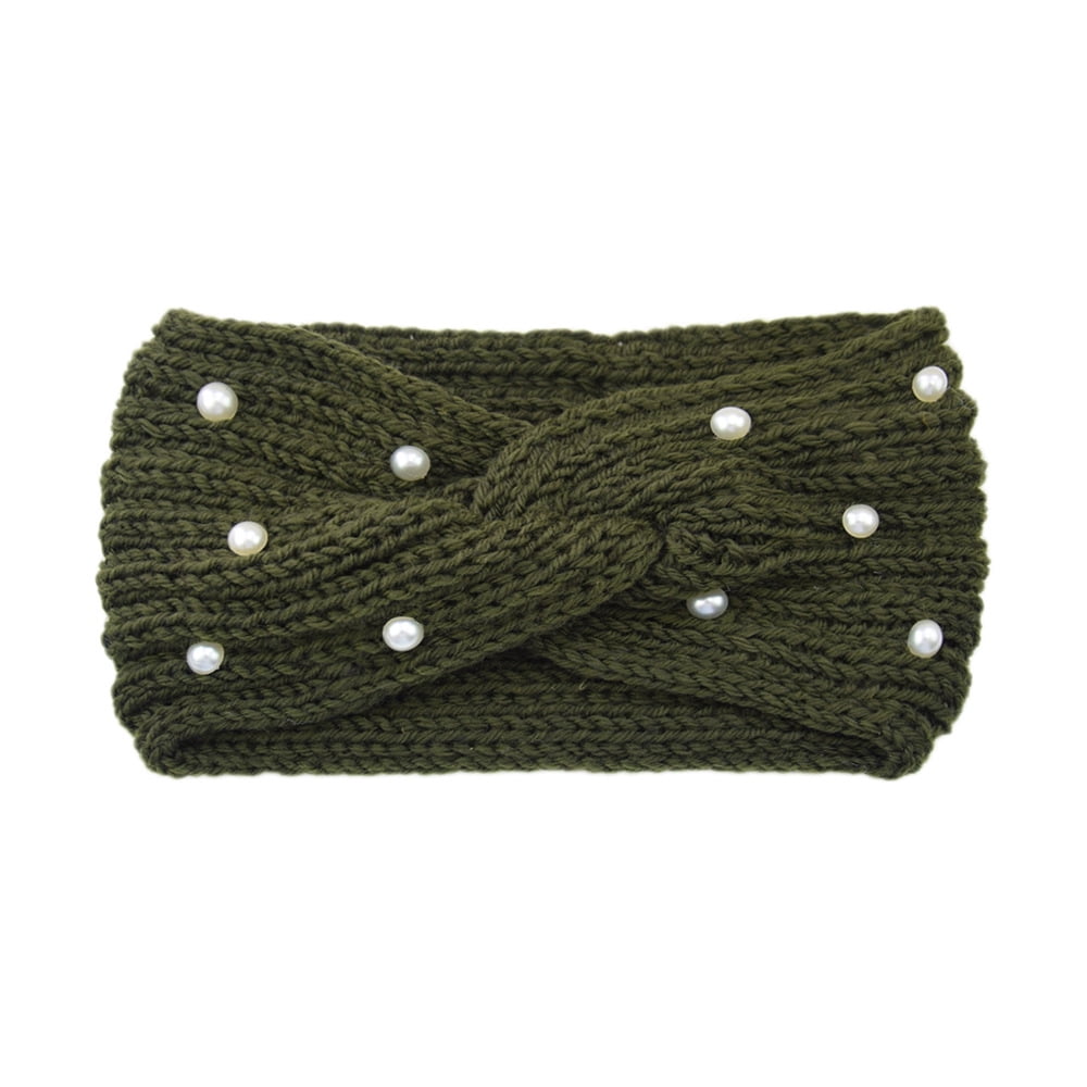 Ear Warmers Winter Headbands for Women with Pearls, Knit Winter ...