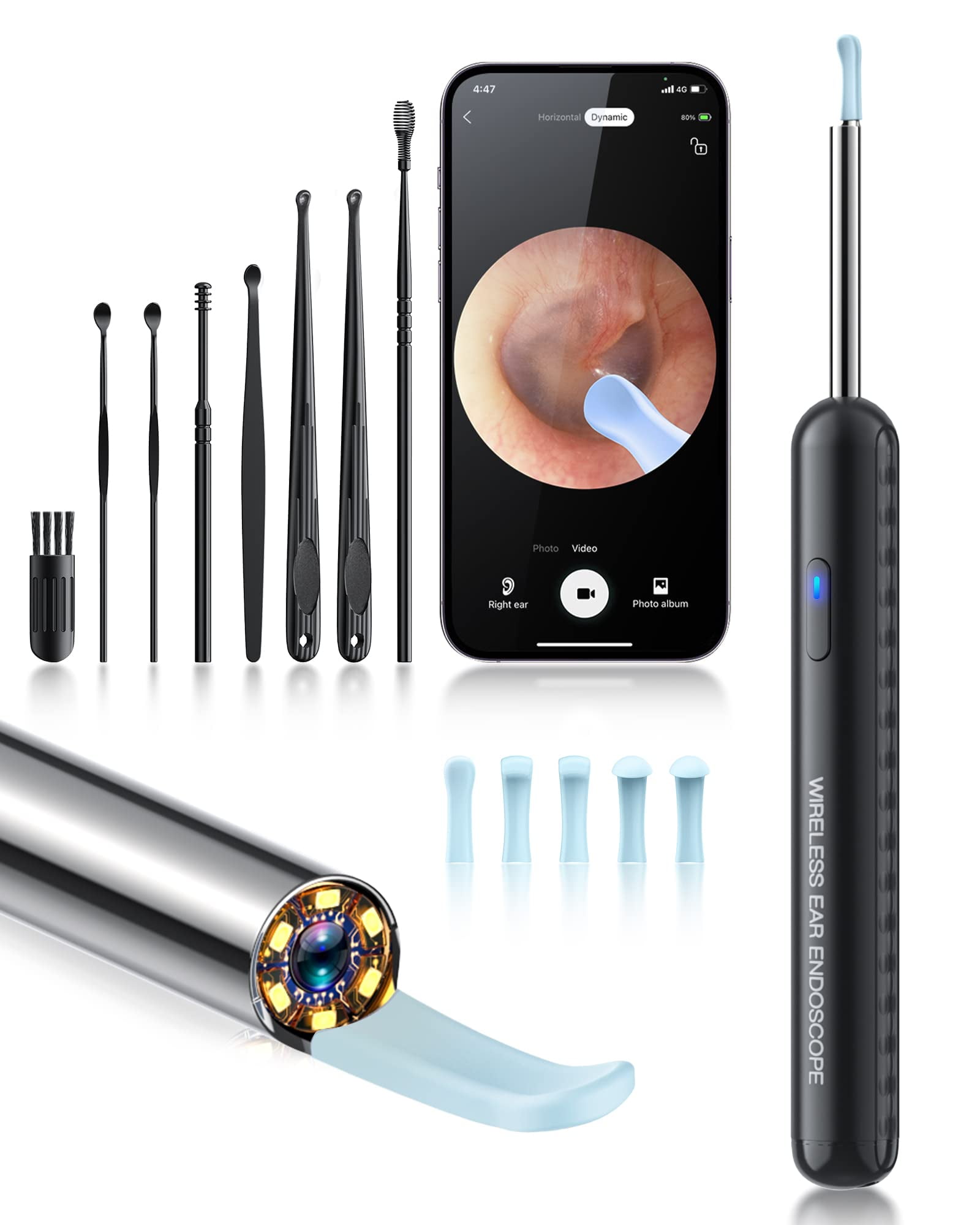 Ear Wax Removal, Ear Cleaner Camera with 1080P, Ear Cleaning Kit with 6 ...