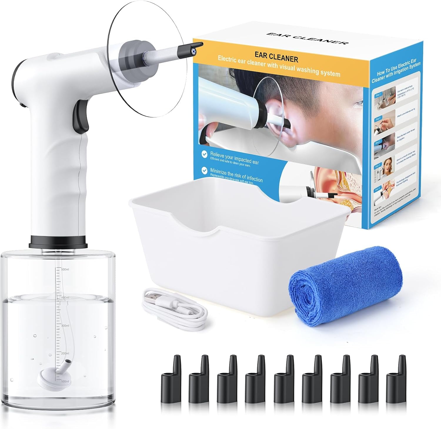 Ear Wax Removal, Electric Ear Cleaning Kit with Light, Ear Irrigation ...