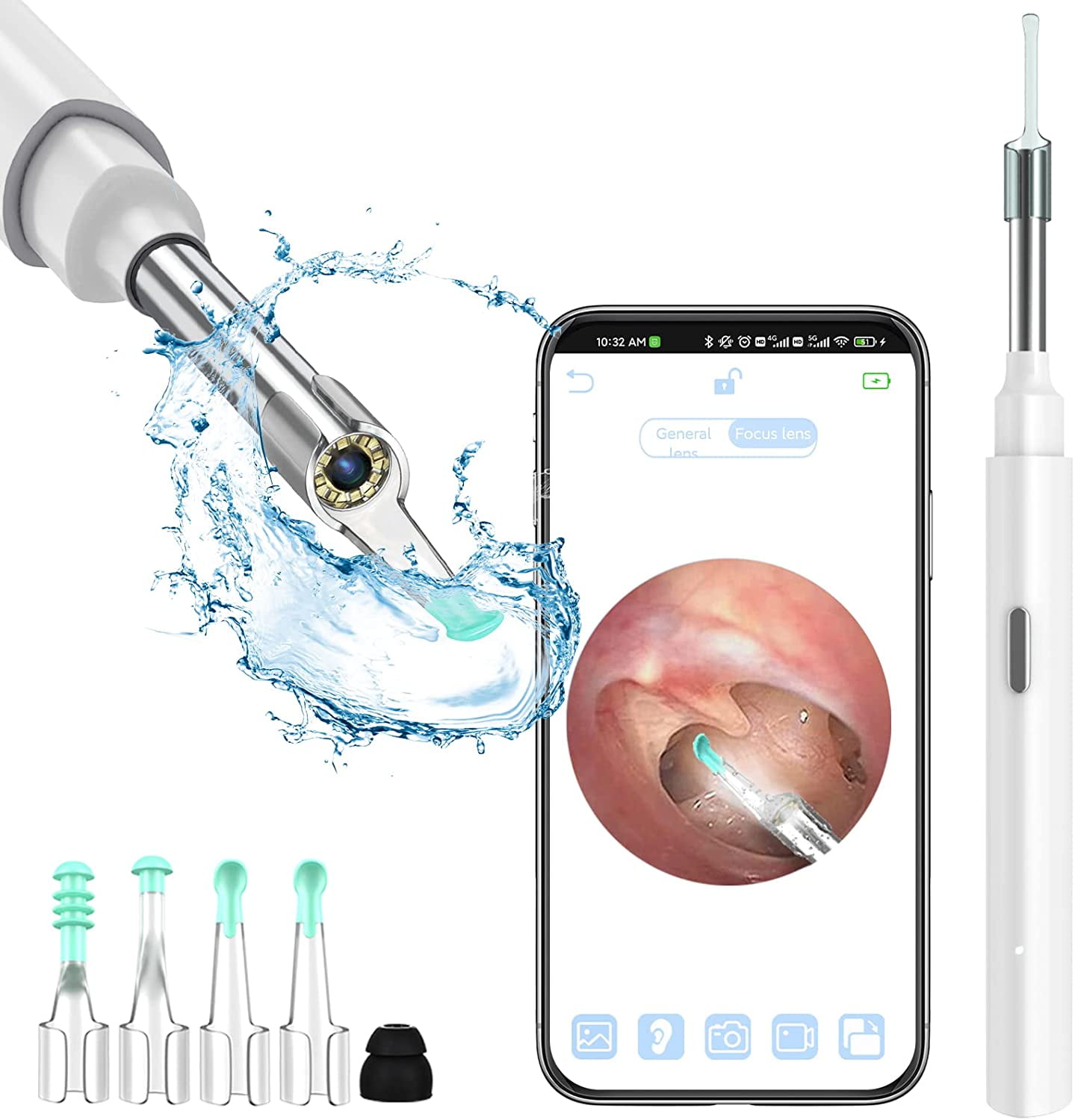 Ear Wax Removal Tool Ear Cleaner with Camera, 1093P FHD Wireless Ear ...