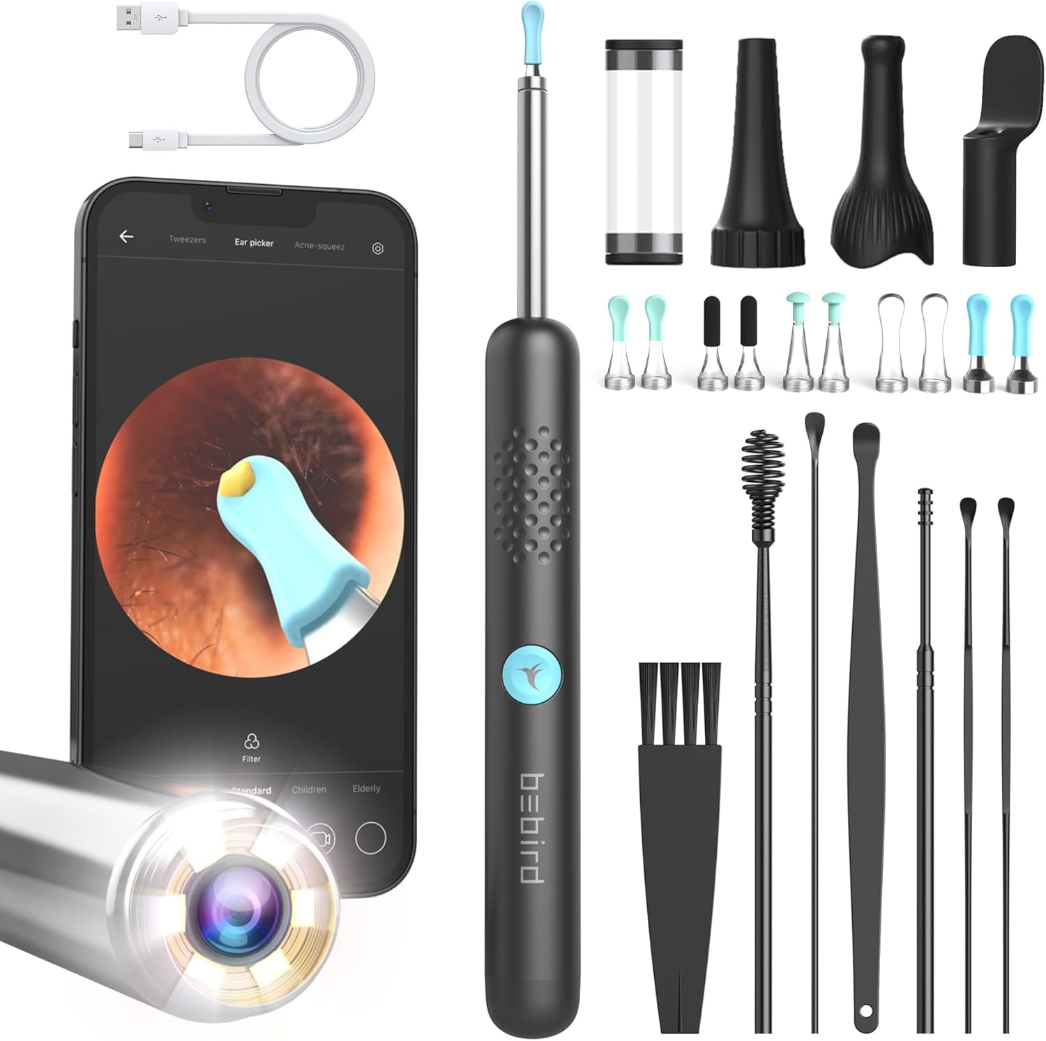 Ear Wax Removal Tool with HD Camera - R1 Upgraded Smart Visual Ear ...