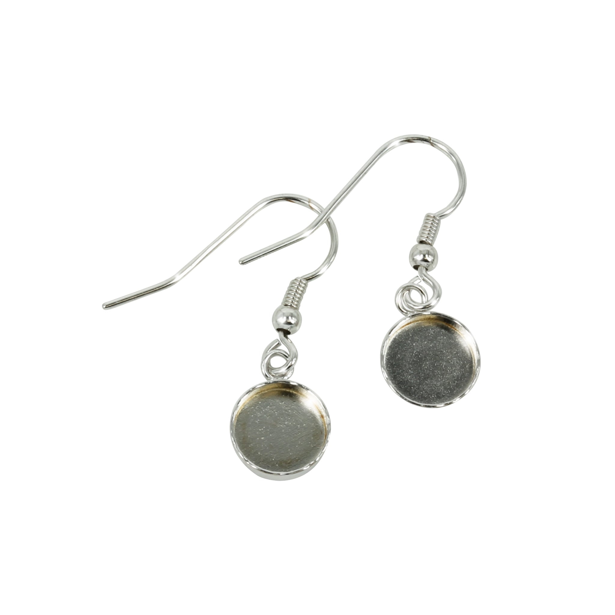 Ear Wires Earrings Settings with Round Bezel Mounting Sterling Silver ...
