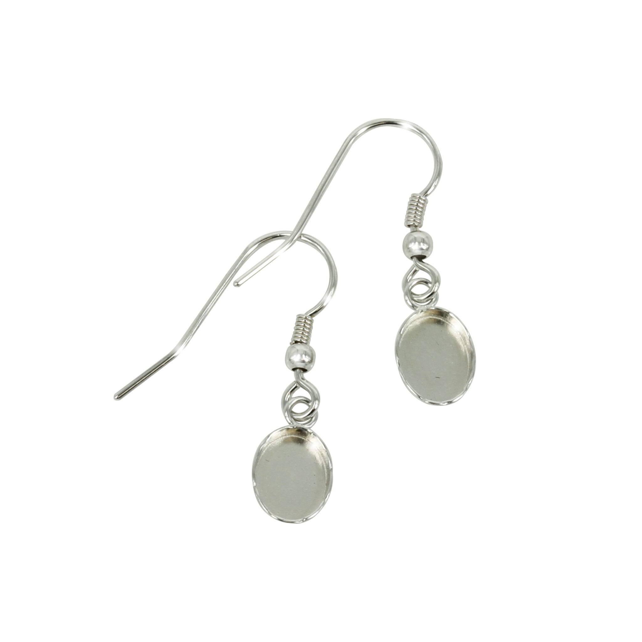 Ear Wires Earrings Settingss with Oval Bezel Mounting in Sterling ...
