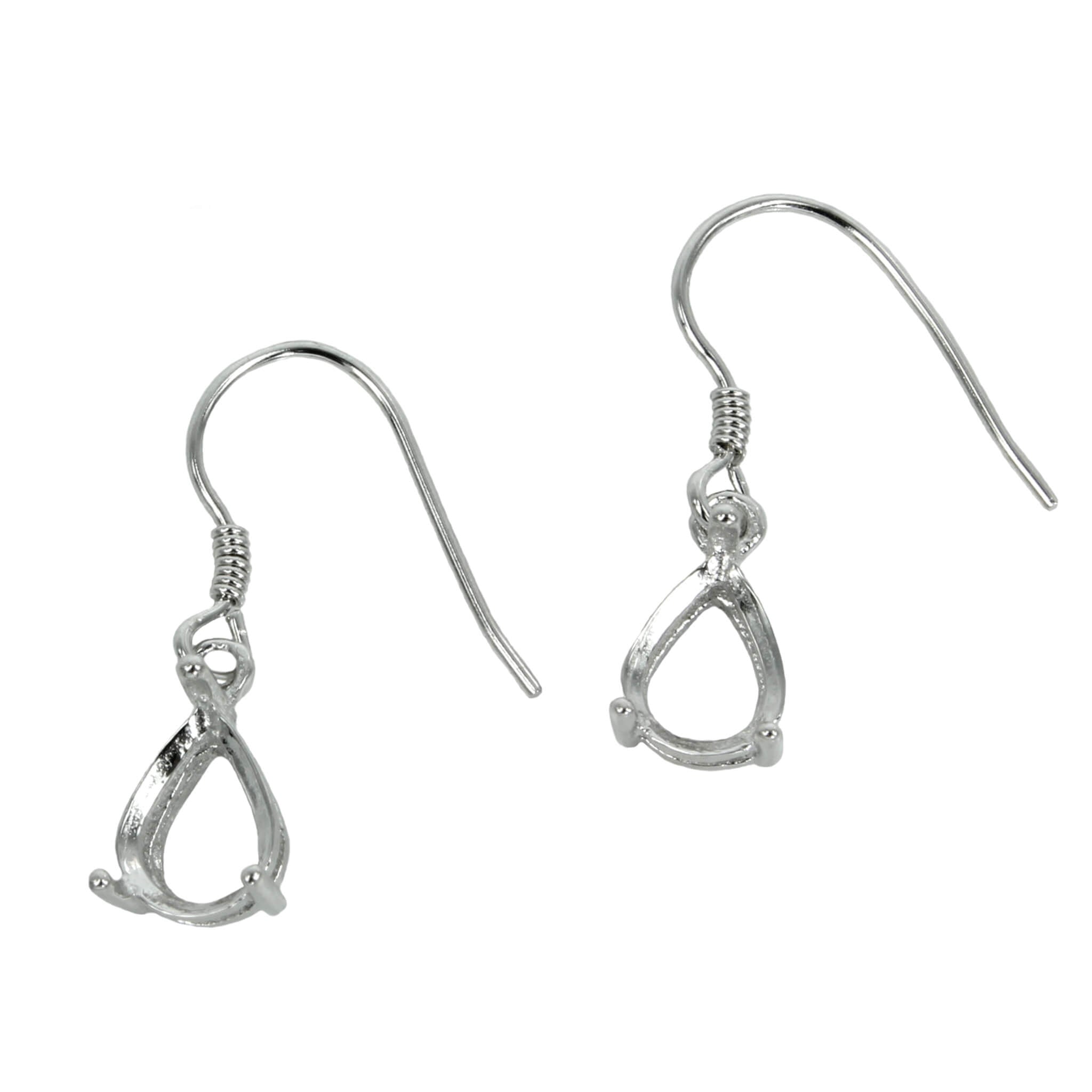 Ear Wires Earrings Settingss with Pear Shape Basket Prongs Mounting in ...