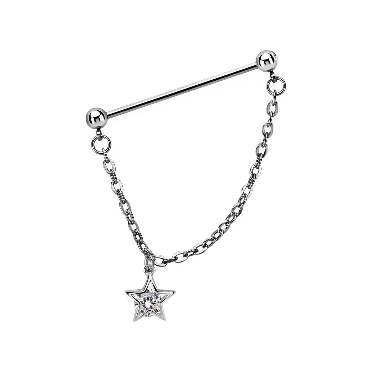 Ear industrial barbell 14g/1.6mm with a 5mm press fit gem ball and a ...