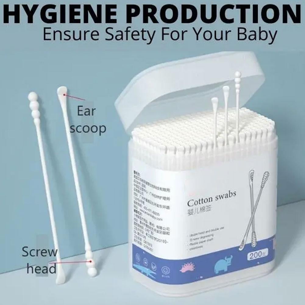 Ear spoon head + spiral head baby cotton swab baby special ear spoon ...