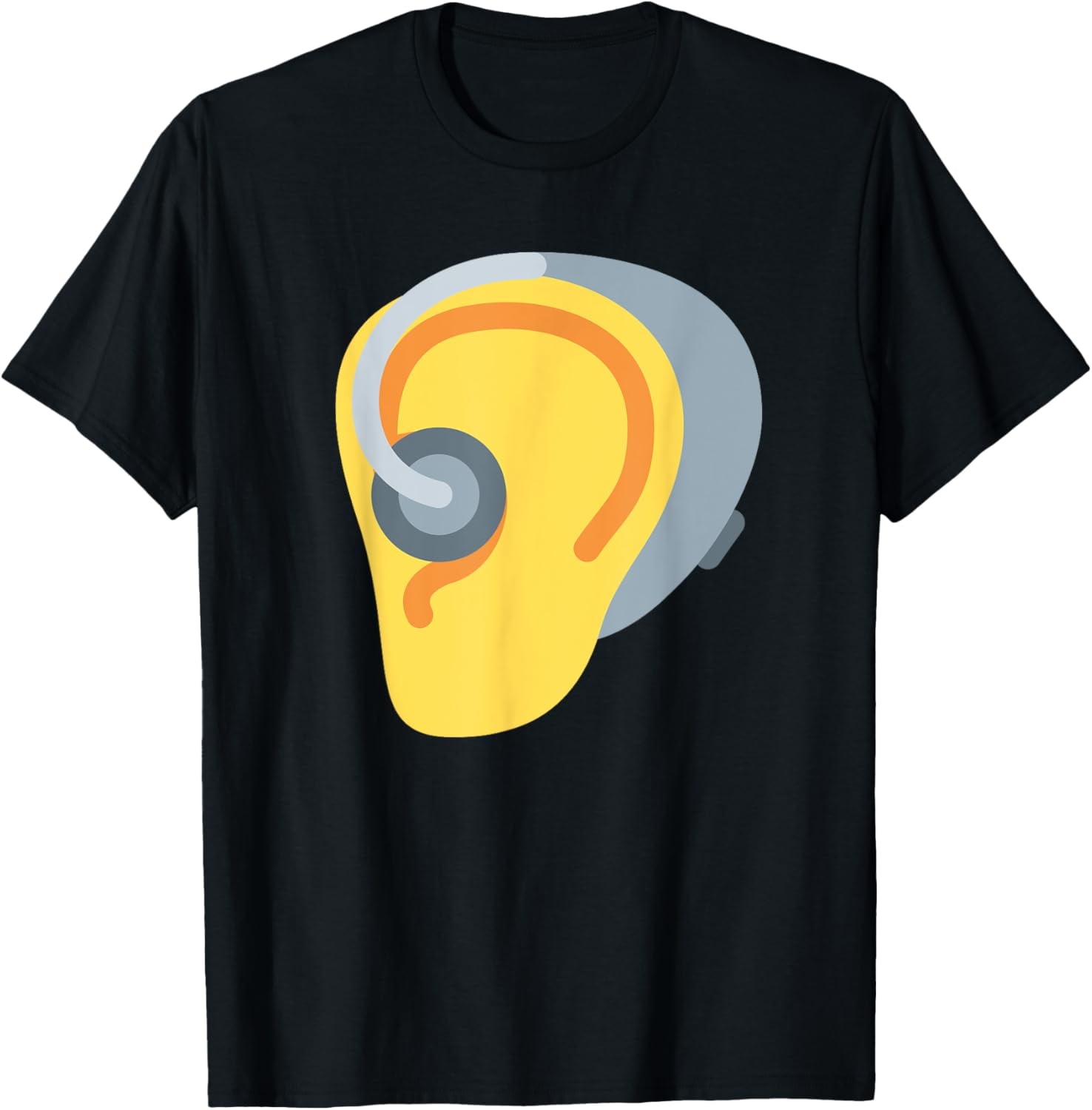 Ear with Hearing Aid T-Shirt men and women can wear, black, white ...