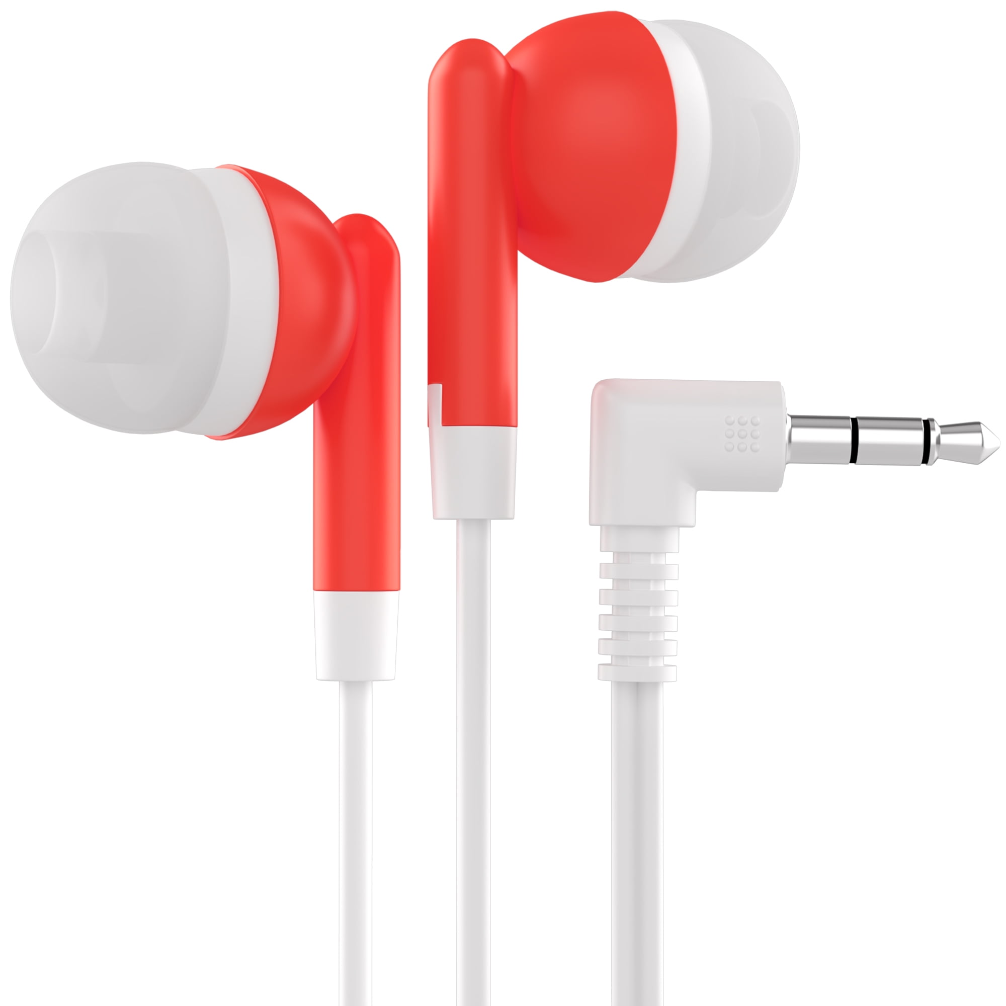 CuConnect 10 Pack Red Kid's Wired Earbud Headphones, Individually ...